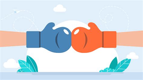 빨간색과 파란색 장갑을 낀 복싱 경쟁 라이벌 관계 전략적 전투 비즈니스 갈등 경쟁 전략 및 권력 투쟁 스포츠와 게임 경쟁 개념 평면 일러스트레이션 Championship에