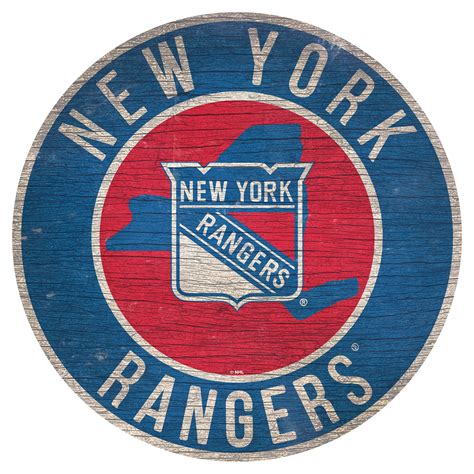 New York Rangers Sign Wood 12 Inch Round State Design New York