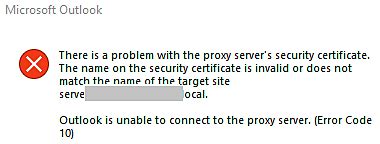 Outlook Anywhere Gets Proxy Server Security Certificate Error Collaboration Spiceworks Community