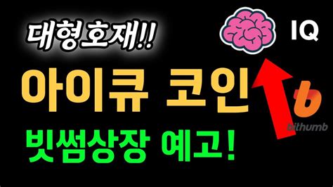 아이큐 코인 빗썸상장 대호재 현재 기준 목표가 20원 국내에선 유일하게 업비트에만 상장중 Youtube