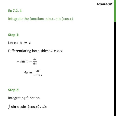 Ex 7 2 4 Integrate Sin X Sin Cos X Teachoo Integration By Su