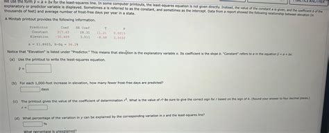 Answered Tice Another We Use The Form A Bx For The Least Squares Line