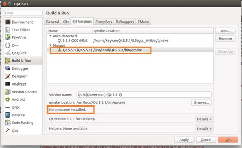 Getting No Qmlscene Installed Warning In Qt Creator On Ubuntu Stack Overflow