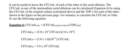 Solved It Can Be Useful To Know The Cfu Ml Of Each Of The