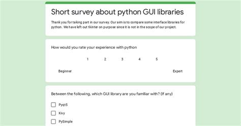 this is a 2 minute survey about gui libraries for our college project participation is