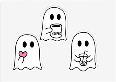Cute Ghost Sticker Set For Halloween And Fall Ts Boba Etsy