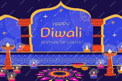 디왈리 축하를 위한 평면 배경 무료 벡터