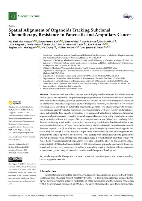 Pdf Spatial Alignment Of Organoids Tracking Subclonal Chemotherapy Resistance In Pancreatic