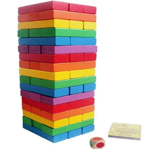 Wooden Colorful Building Blocks Educational Game Toy 54 Pcs Bd