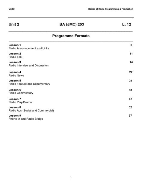 Unit 2 Basics Of Radio Programming 2018 Pdf News Talk Radio