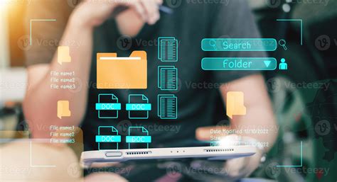 Document Management System Concept Folder And Document Icon Software Searching And Managing