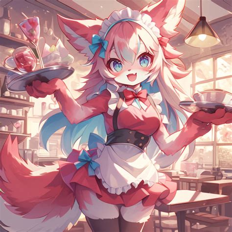 Furry Works As A Waitress In A Cat Cafe By Aiartelfik On Deviantart
