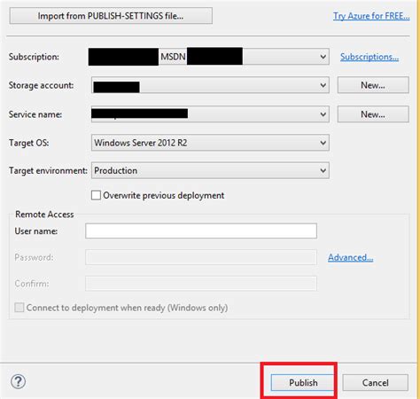 java azure publishsettings file fails to import using eclipse stack