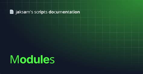 Modules Jaksams Scripts Documentation