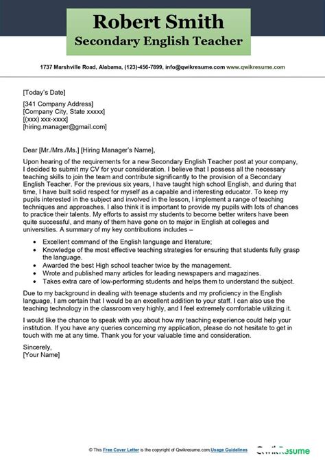 Ace Your Application Esl Teacher Cover Letter