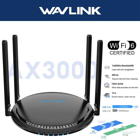 Wavlink Ax3000 Dual Band Wifi 6 เราเตอร์ไร้สาย Gigabit พร้อมเสาอากาศ 4 5dbi High Gain รองรับ Mu