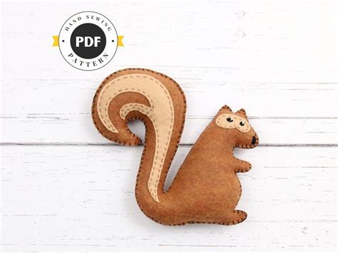 Squirrel Sewing Pattern Stuffed Squirrel Hand Sewing Pattern Felt