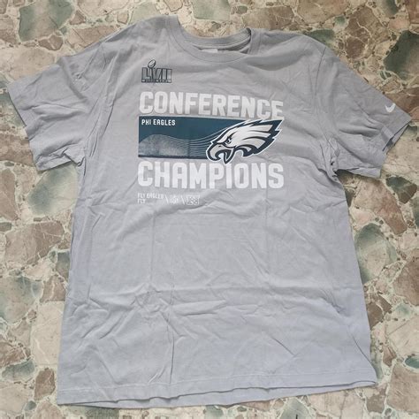 Grey Nike Eagles Conference Champions T Shirt Nfl Depop