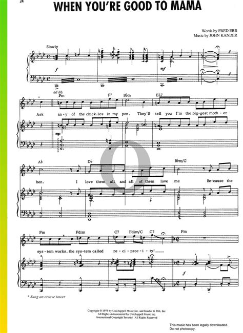 When Youre Good To Mama John Kander Piano Sheet Music Oktav