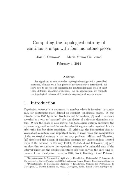 Pdf Computing The Topological Entropy Of Continuous Maps With At Most