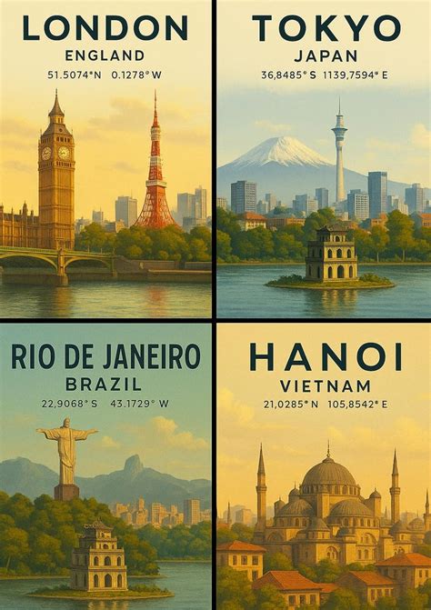 Custom Travel Prints Set City Posters Location Wall Art Any Place