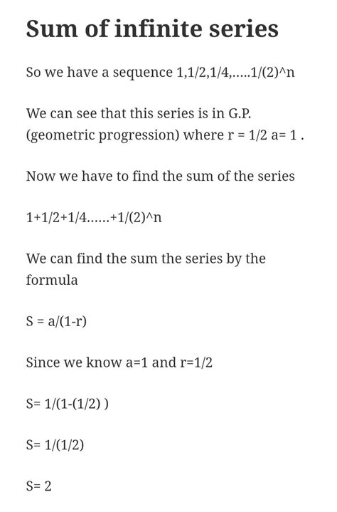 Sum Of Infinite Series Rmaths