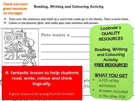 Reading Writing And Colouring Activity Teaching Resources