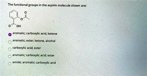 Aspirin Molecule Functional Groups