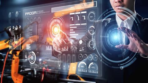 Engineer Use Cybernated Robotic Software Control Industry Robot Arm In Engineer Use Cybernated Robotic Software Control Industry Robot Arm In
