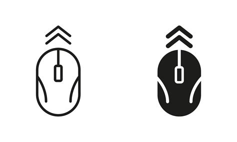Mouse Pc Line And Silhouette Icon Set Computer Mouse Scroll Up