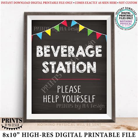 Beverage Station Sign Please Help Yourself To A Drink Etsy