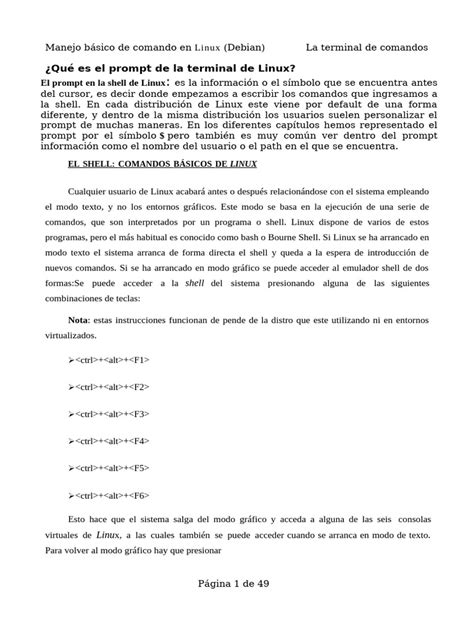 0157 El Shell Comandos Basicos De Linux Pdf Interfaz De Línea De