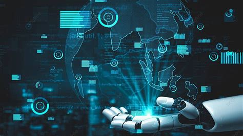 تصور تكنولوجيا الذكاء الاصطناعي المستنيرة بإنسان آلي مستقبلي وذكاء