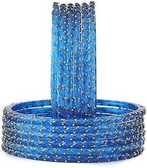 Kamak Plain And Glossy Finished Raindrop Glass Bangle Set