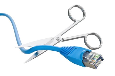 Premium Photo Scissors Cutting Lan Network Computer Cable 3d Rendering