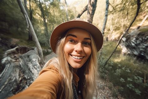 Premium Ai Image Shot Of A Young Woman Taking A Selfie While Exploring The Outdoors Created