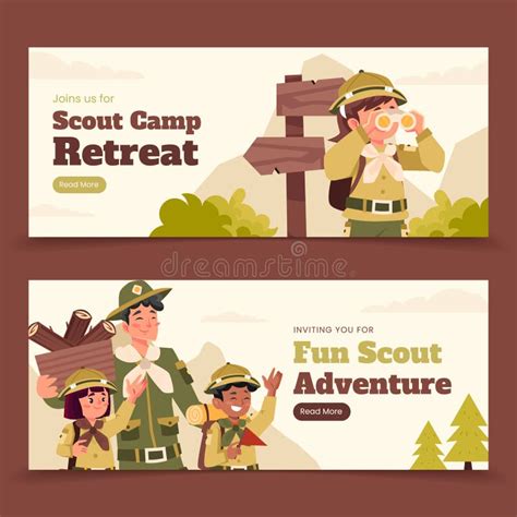 Scout Banners In Flat Design Stock Illustration Illustration Of Horizontal Template 332862555