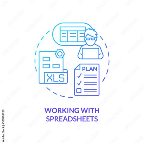 Working With Spreadsheets Blue Gradient Concept Icon Data Arrangement Programming Skills