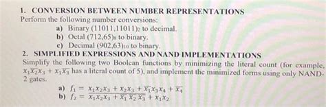 solved 1 conversion between number representations perform