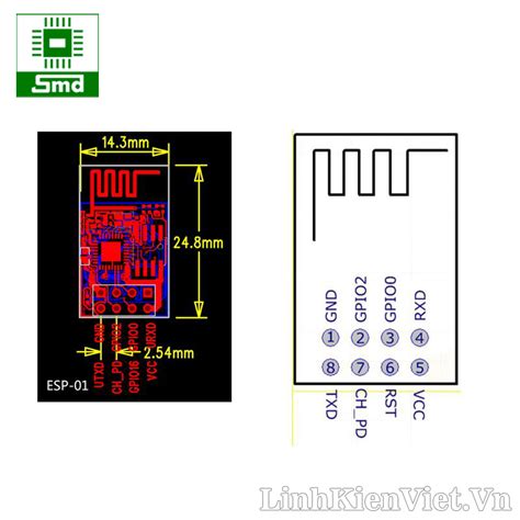 Module Wifi Esp8266 Iot Esp 01 Linh Kiện điện Tử Smd