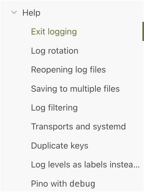 documentation help exit logging dead link · issue 1600 · pinojs
