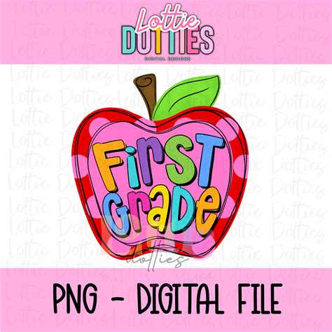 First Grade Apple Png 1st Grade Apple Sublimation Digital Design