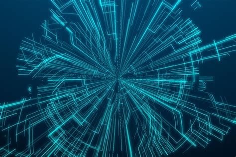 Premium Photo 3d Rendering Blue Diverging Technological Lines