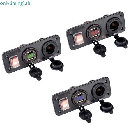 Onlytiming รถเรือรถบรรทุก 12v 24v 2 Usb Charger สวิตช์โวลต์มิเตอร์ไฟแช็กซ็อกเก็ต Led สีฟ้า