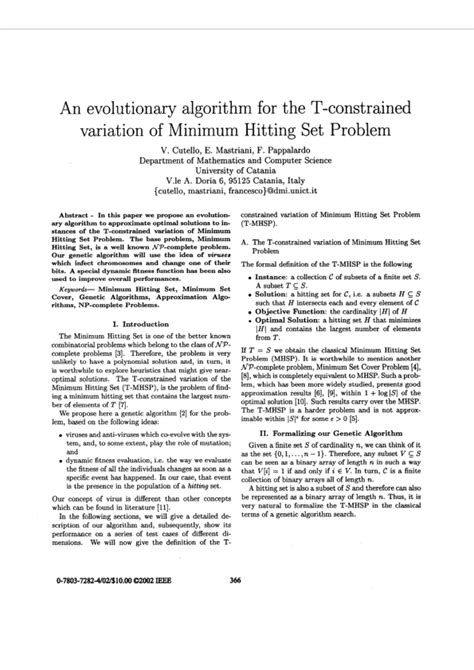 Pdf An Evolutionary Algorithm For The T Constrained Variation Of
