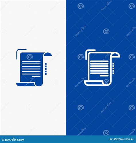 Document Report Note Paper Guidelines Line And Glyph Solid Icon Blue Banner Stock Vector