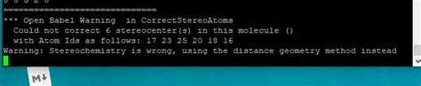 How To Skip Warning Stereochemistry Is Wrong Using The Distance Geometry Method Instead