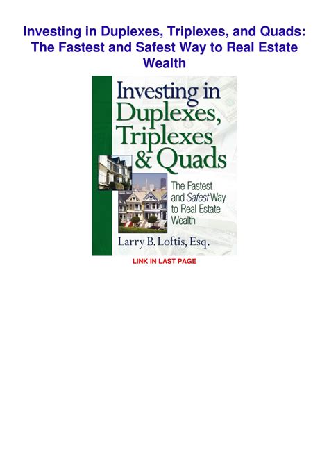Ppt Get Pdf Download Investing In Duplexes Triplexes And Quads The Fastest And Safest Way
