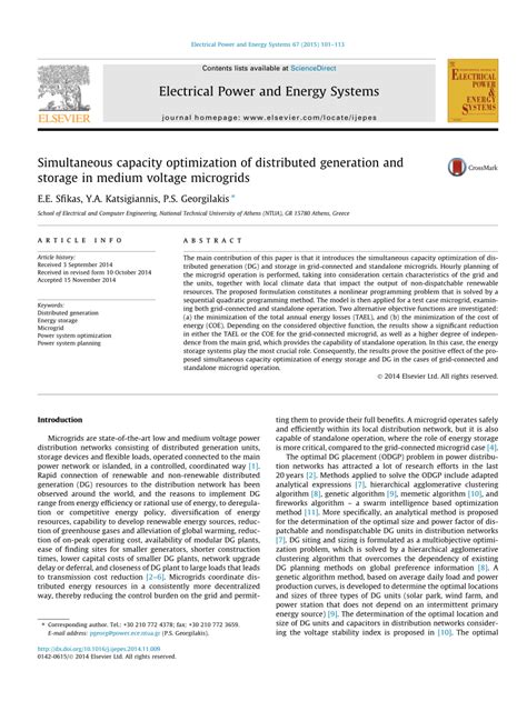 Pdf Simultaneous Capacity Optimization Of Distributed Generation And Storage In Medium Voltage