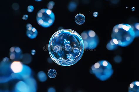 Abstract Blue Bubbles Floating In Dark Background Stock Illustration Illustration Of Texture